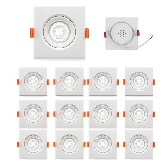 Kit Com 12 Luminária Spot Led 5W 6500K Redondo Embutir Branco Frio ...