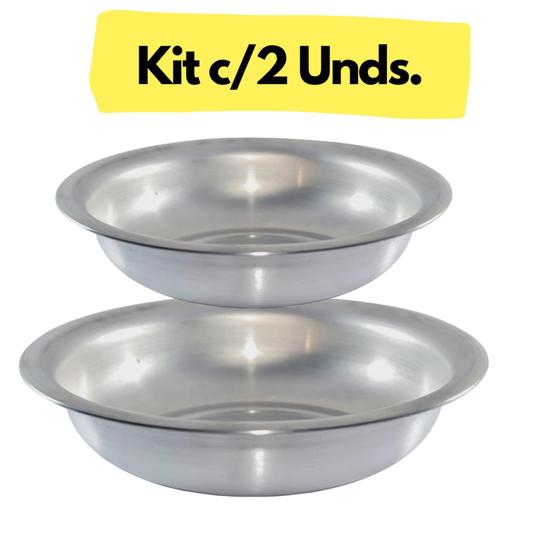 Kit com 2 Bacias em Aluminio Redonda N 30 40 Multiuso Cuba Banho Pet ...