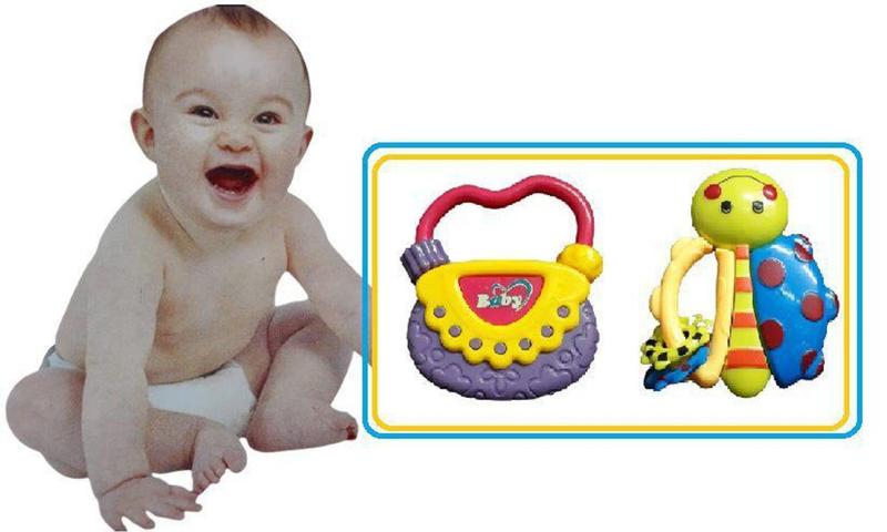 Kit com 2 Chocalhos Diferentes Coloridos e Divertidos Moppet Toys ...