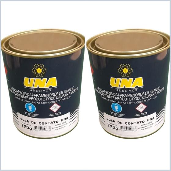 Kit com 2 Cola De Sapateiro Adesivo De Contato Lata 750g - UNA - Cola ...