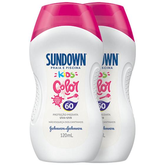 Kit com 2 Protetor Solar Sundown Praia e Piscina Kids Color FPS 60 ...
