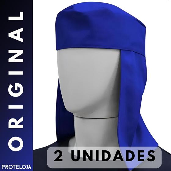 Kit com 2 Touca Arabe em Brim Proteção Sol Soldador Azul Com Capuz ...
