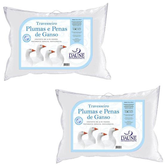 Kit com 2 Travesseiros Daune Plumas com Penas - 14cm - Travesseiro ...