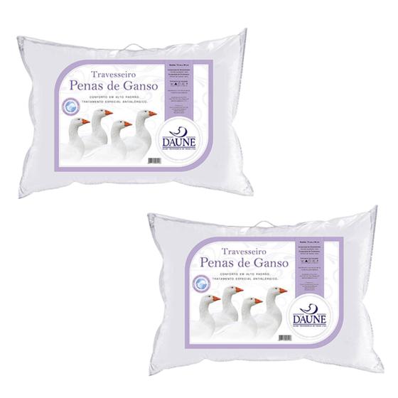 Kit com 2 Travesseiros Médios - Penas Naturais - Daune - Travesseiro ...