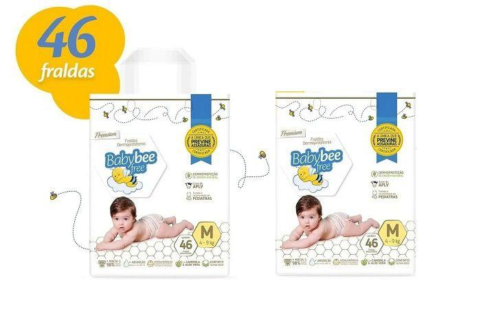 Kit com 2 Unidades Fralda Bebybee M 4-9 Kg com 46 fraldas - Babybee ...