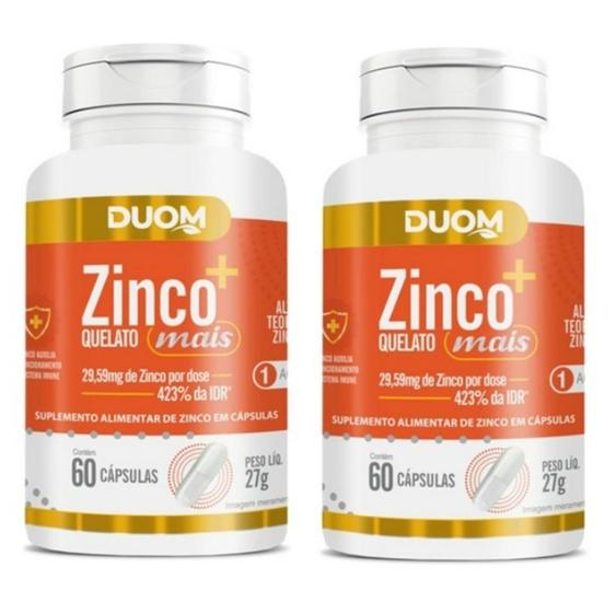 Kit com 2 Zinco + quelato mais alto teor de zinco Duom com 60 Cápsulas - Multivitamínico ...