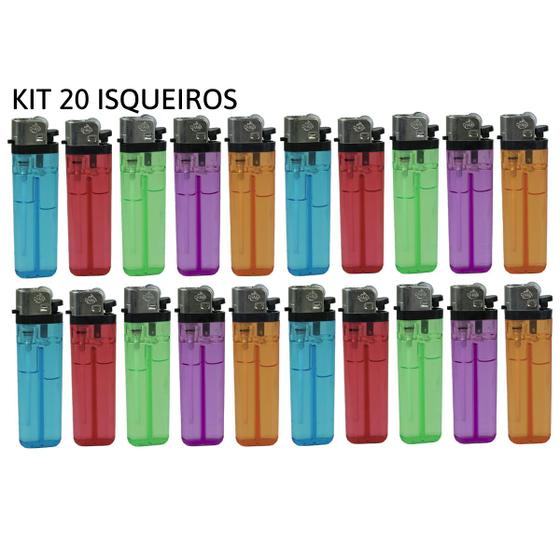 Kit com 20 isqueiros chama transparente colorido - Moon - Isqueiro ...