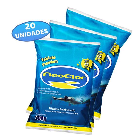 Kit com 20 Tabletes De Cloro Premium Neoclor Pastilha Para Tratamento ...