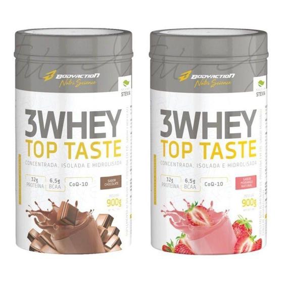 Kit Com 2x Whey Top Taste Body Action Isolado - Baunilha-900g ...