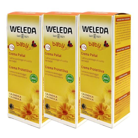 Kit com 3 Babycreme Previne Assaduras Calêndula Weleda 75ml - Creme/ Pomada para Assadura ...