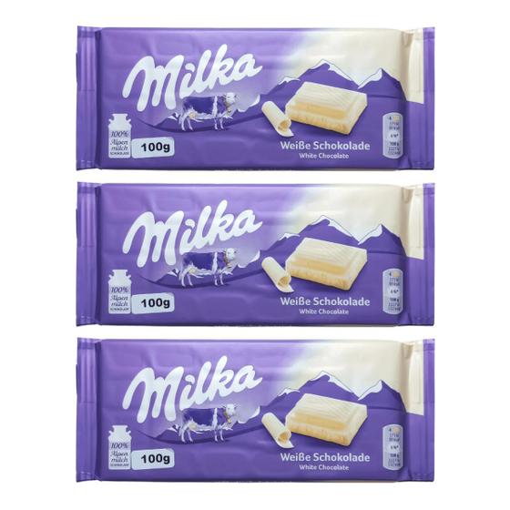 Kit com 3 barras de chocolate branco alpino milka 100g - Chocolate ...
