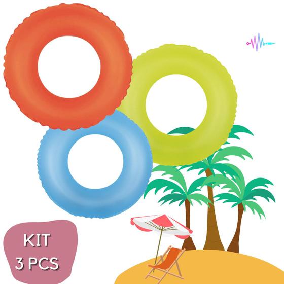 Kit com 3 Boia Inflavel Infantil Redonda Para Piscina Praia Pool Party ...