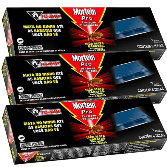 Kit com 3 Caixas Isca Mata Baratas Mortein Pro 6 Unid Cada ...