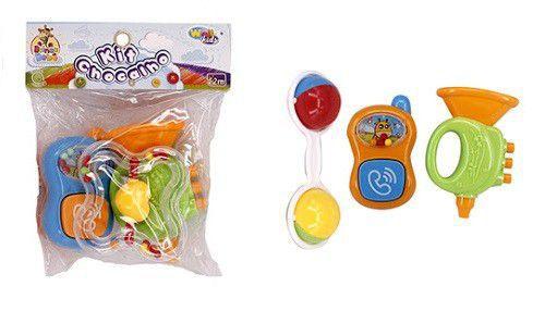 Kit com 3 Chocalhos Diferentes Coloridos e Divertidos Brinca Bebê ...