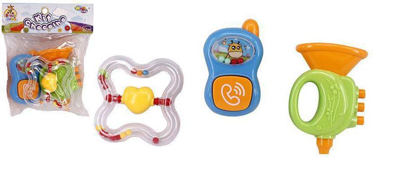 Kit com 3 Chocalhos Diferentes Coloridos e Divertidos Brinca Bebê ...
