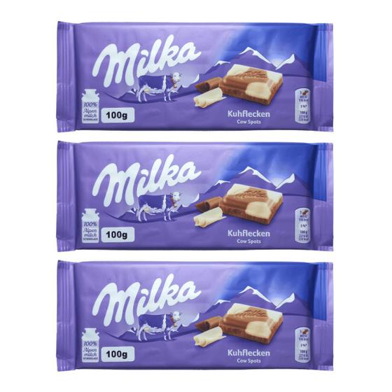Kit com 3 chocolates milka mistos branco e ao leite 100g - Chocolate ...