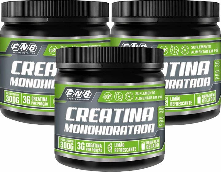 Kit com 3 Creatina Monohidratada 300g 3.0 Sabor Limão FNB - Flora ...