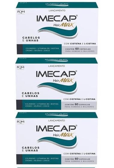 Kit Com 3 Imecap Hair Max 60 Cápsulas Cada - FQM - Nutricosméticos ...