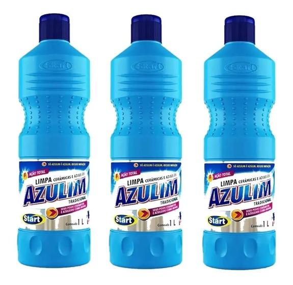 Kit Com 3 Limpa Azulejo/cerâmica/rejunte Azulim 1 Litro - Limpador ...