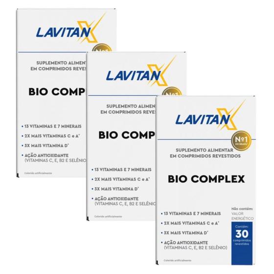 Kit com 3 Multivitaminico Lavitan X Bio Complex Cimed com 30 ...