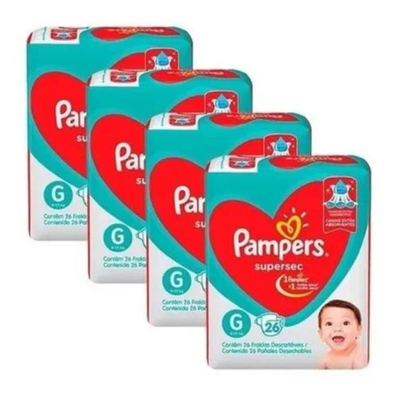 Kit com 3 pacotes de fraldas descartáveis pampers supersec - ATUAL ...