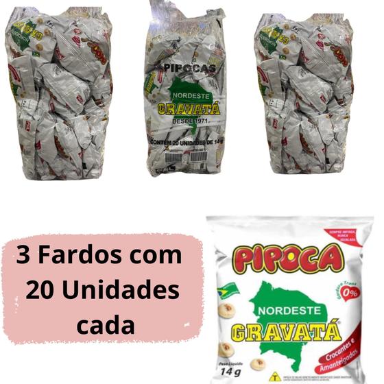 Kit com 3 pacotes de Pipoca Nordestina Gravata Salgada ( Fardo c/ 20 ...