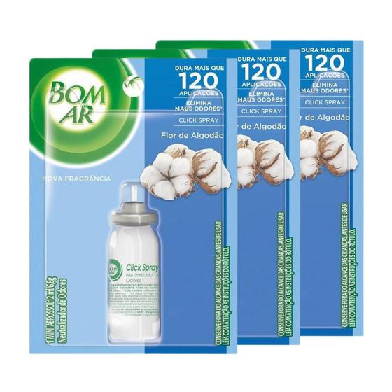 Kit com 3 Refis Click Spray Bom Ar Flor de Algodão 12Ml Cada - Air Wick ...