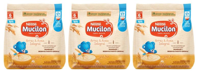 Kit Com 3 Sache Mucilon Arroz E Aveia 360g - Nestle - Nestle Brasil ...