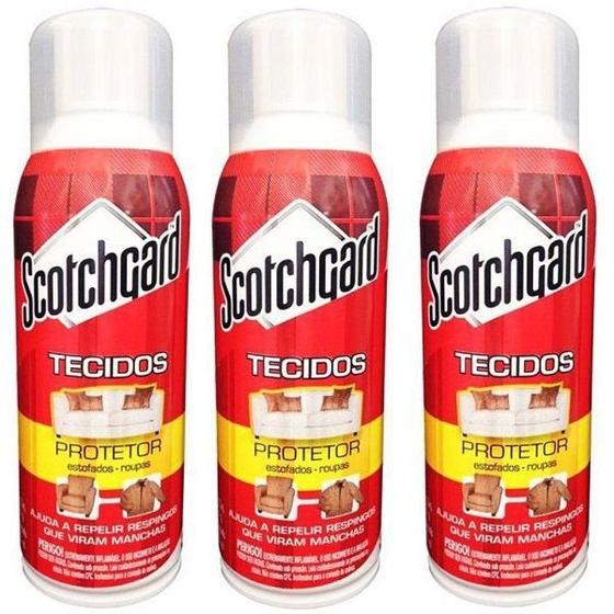 Kit com 3 Scotchgard 3M Protetor de Tecidos Impermeabilizante SPRAY ...