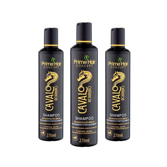 Kit Com 3 Shampoo Prime Hair Cavalo Dourado Biotina 270Ml - Prime Hair ...