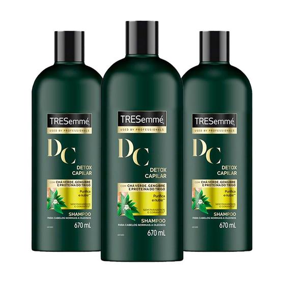 Kit com 3 Shampoo Tresemmé Detox Capilar Gengibre Chá Verde e Proteína ...