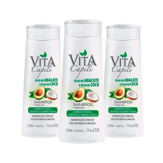 Kit Com 3 Shampoo Vita Capili Muriel Óleo Abacate Coco 310Ml - Óleo de ...