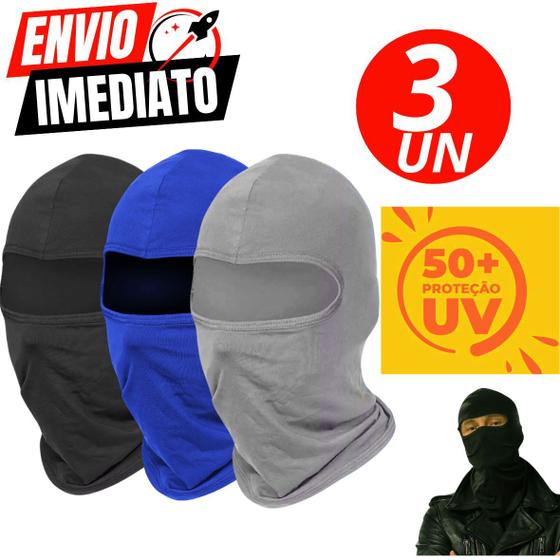 Kit Com 3 Touca Ninja Balaclava Motoqueiros Militar Tatica Frio Máscara ...