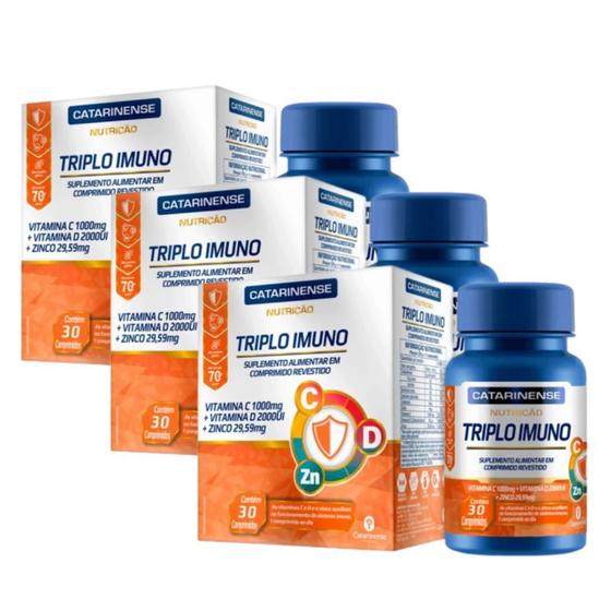Kit com 3 Triplo Imuno com Vitamina C Vitamina D e Zinco Catarinense 30 ...