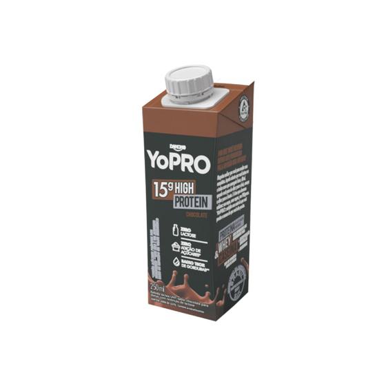 Kit com 3 YoPro Danone High Protein Bebida Láctea Chocolate 250ml cada ...