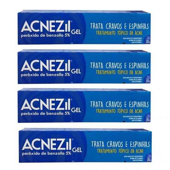 Kit com 4 Acnezil Gel Cimed 5% 20g Trata Espinhas e Cravos - Antiacne ...
