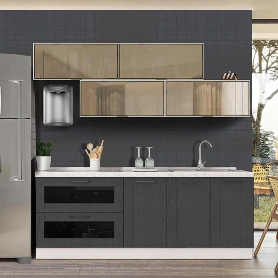 Kit Com 4 Armários Aéreos Suspensos Em Vidro Reflecta Com Porta ...