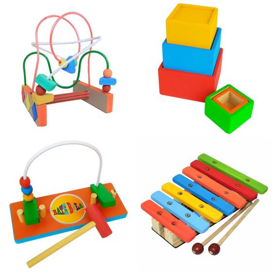 Kit Com 4 Brinquedos Pedagógicos De Madeira - Lindos! - BRINQUE E LEIA - Brinquedos Educativos ...