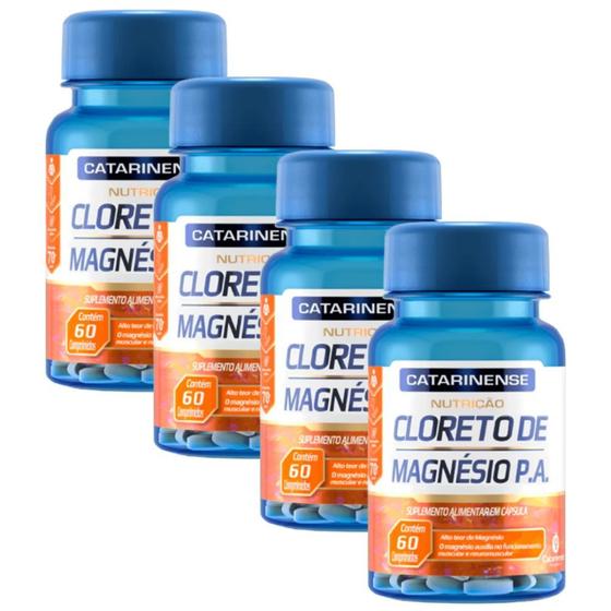 Kit com 4 Cloreto de Magnesio P.a. Alto Teor de Magnesio 60 Comprimidos Catarinense - Cloreto de ...