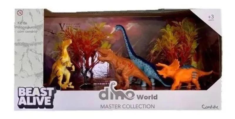 Kit Com 4 Dinossauros E Cenário Dino World 1103 Beast Alive - Candide - Bonecos - Magazine Luiza
