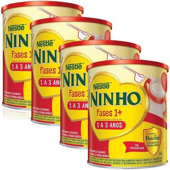 Kit com 4 Fórmula Ninho Fases 1+ 800g de 1 a 3 anos - Nestlé - Fórmula ...