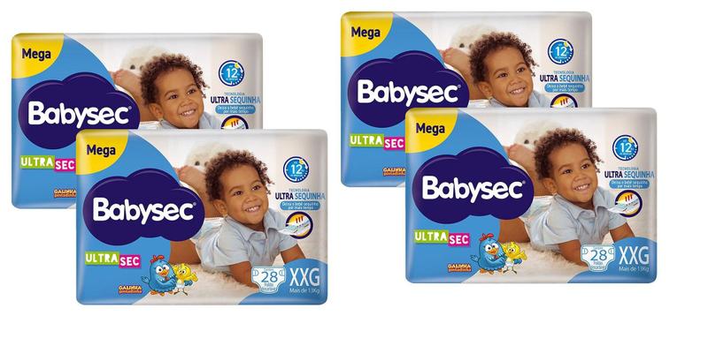 Kit com 4 Fraldas Babysec Galinha Tam XXG 28 Unid Softys - Softys ...