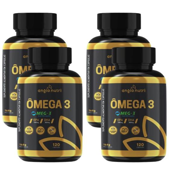 Kit com 4 Omega 3 Selo Meg 3 120 Capsulas Angio Nutri Livre de Metais ...