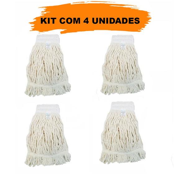 kit com 4 Refil Mop Úmido Algodão Ponta Dobrada Bralimpia Limpeza 320 ...