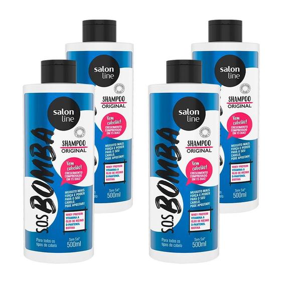 Kit Com 4 Shampoo Salon Line S.O.S Bomba Whey Protein 500Ml - Shampoo ...