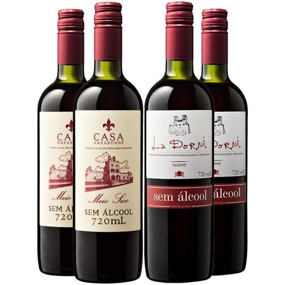 Kit Com 4 Vinhos Sem Álcool La Dorni Suave E Meio Seco 720 Ml ...
