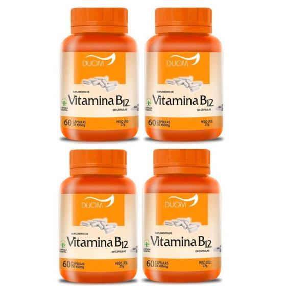 Kit com 4 Vitamina B12 Cobalamina 1 Capsula Ao Dia Duom com 60 Capsulas ...