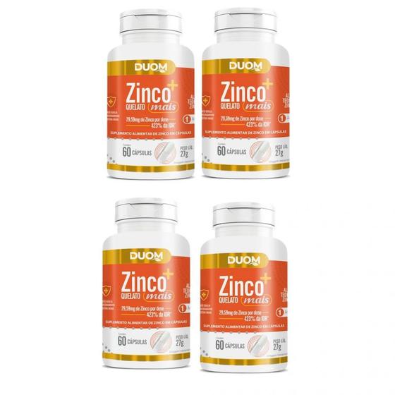 Kit com 4 Zinco Quelato + Mais Alto Teor de Zinco Duom com 60 Capsulas - Zinco - Magazine Luiza