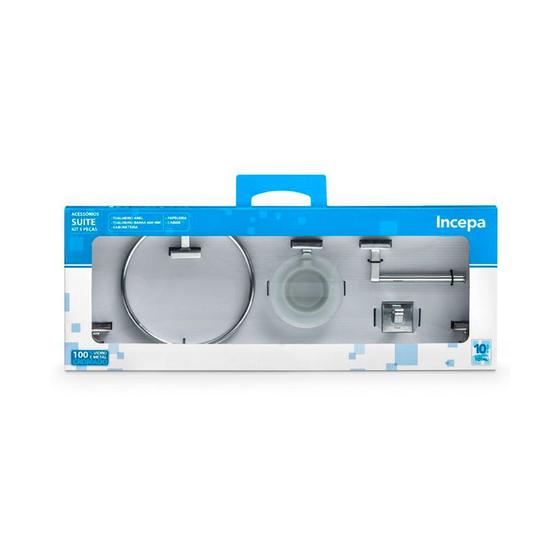 Kit Com 5 Acessórios Para Banheiro Suite Cromado Incepa - Acessórios ...