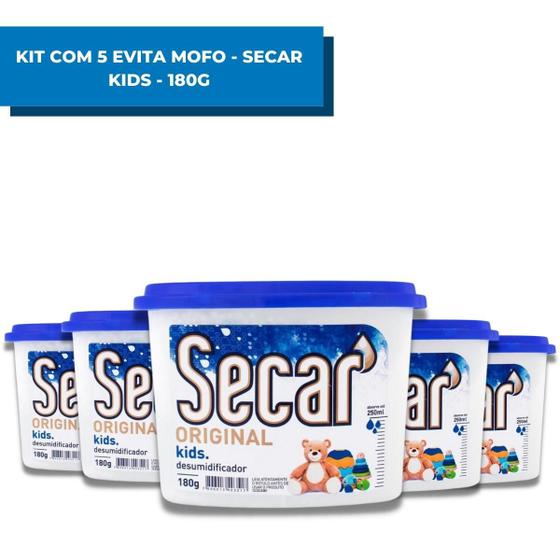 Kit com 5 Anti Mofo Secar Original Kids 180g Desumificador Guarda Roupa ...